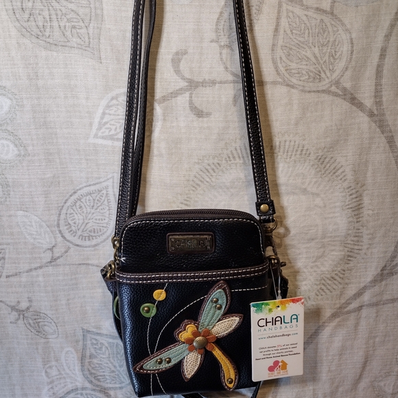 Chala | Bags | Chala Black Crossbody Bag With Butterfly Design | Poshmark